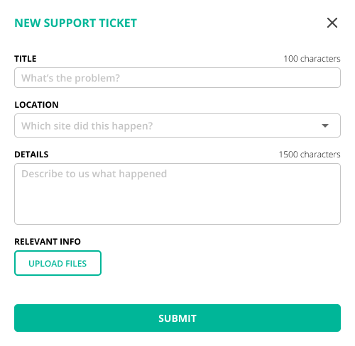 New Support Ticket - Envision Standard